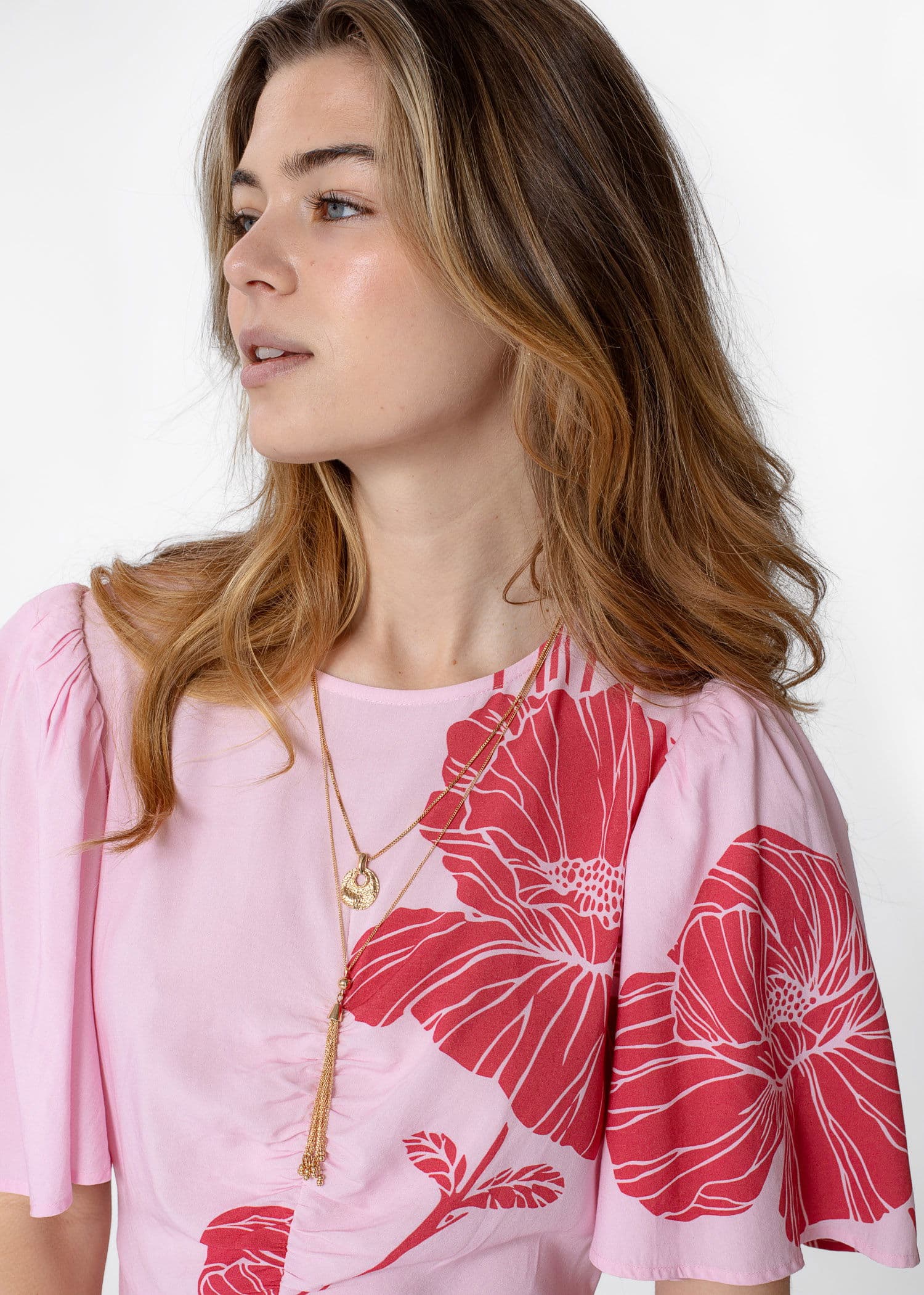 ELLA - Rosa mønstret kjole - Rosa | Indiska.com